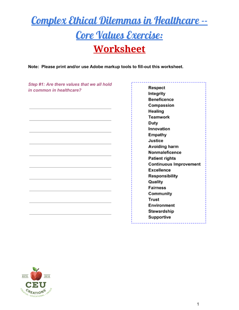 HC 102 - Exercise Worksheet - CEU Creations